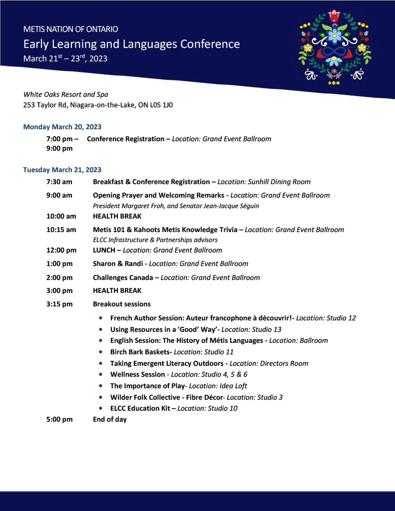 Métis Nation of Ontario’s Early Learning and Languages Conference ...